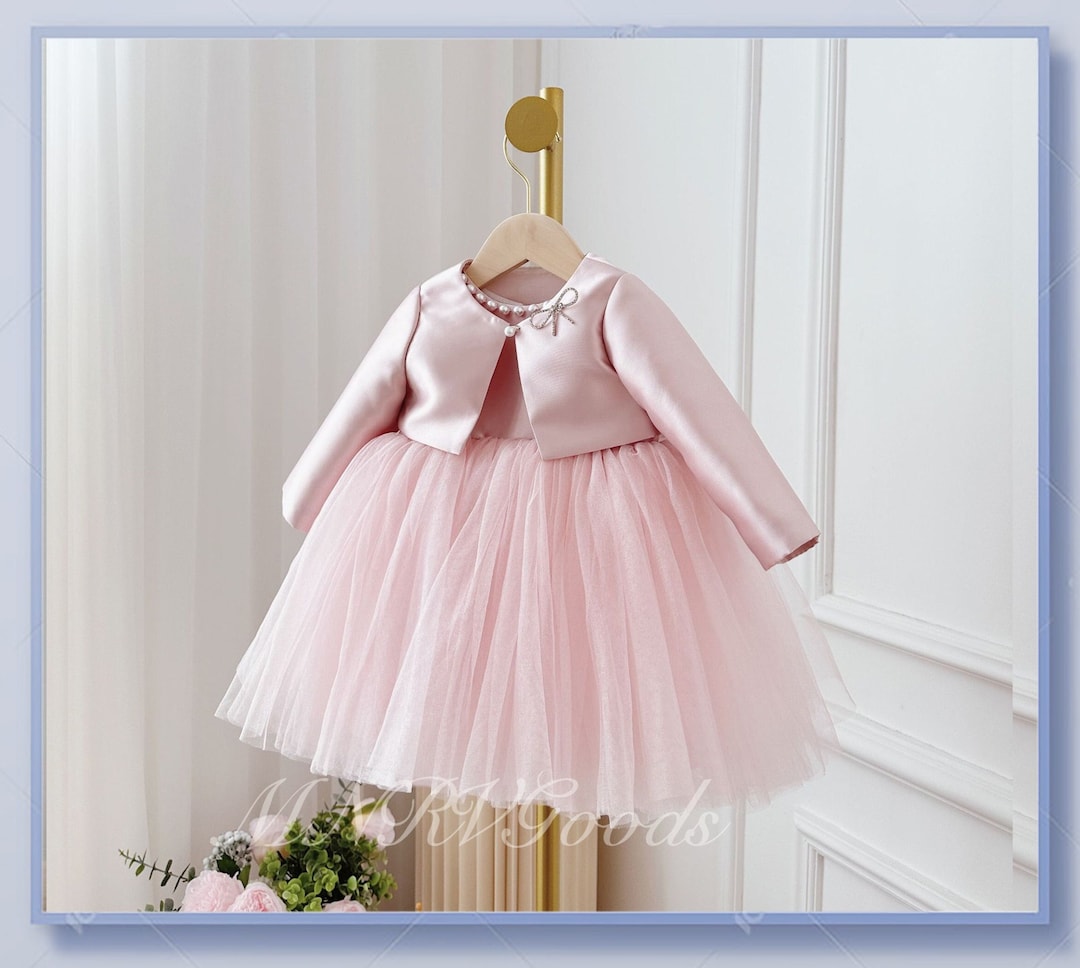 Elegant Baby Girl Wedding Dress Pink Infants Dress With Bow - Etsy