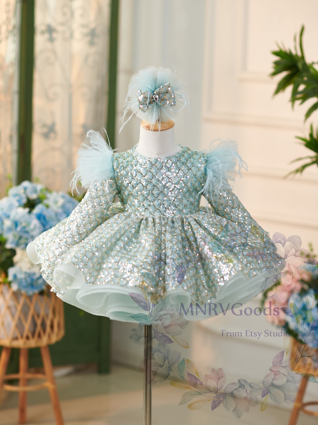 Glitz Blue Toddler Pageant Dress With Fishscale Sequined Princess ...