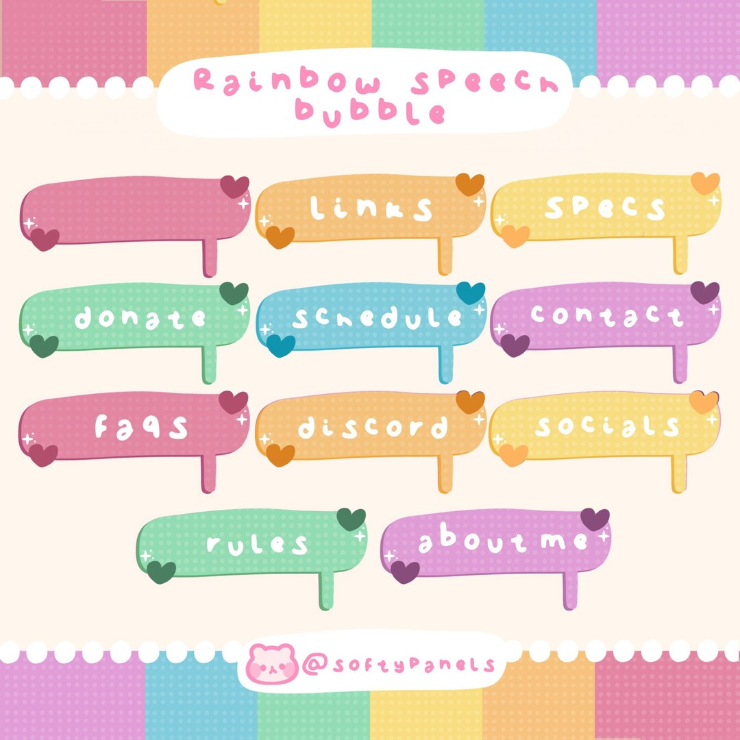 Rainbow Speech Bubble Stream Panels / Rainbow / Cute / Mix and Match ...