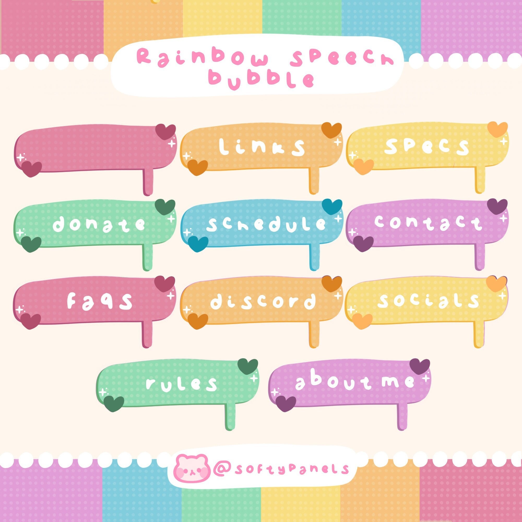Rainbow Speech Bubble Stream Panels 11 Panels (digital File) - Etsy