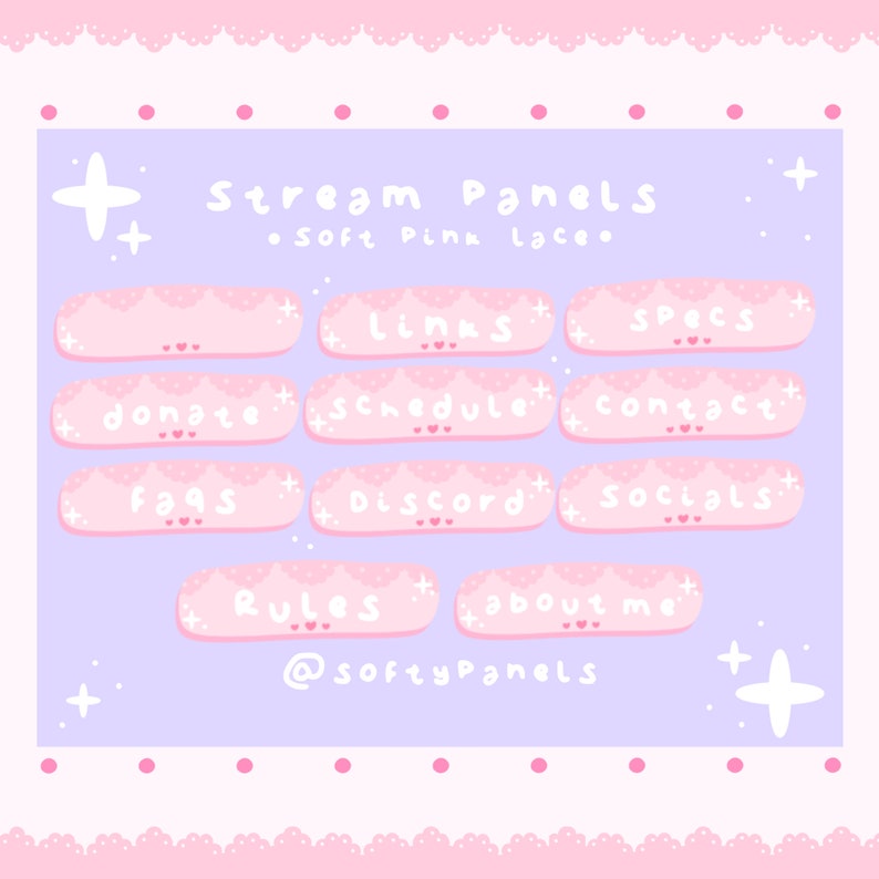 Soft Pink Lace Twitch Stream Panels / Soft / Cute / Lace / Kawaii /pink ...