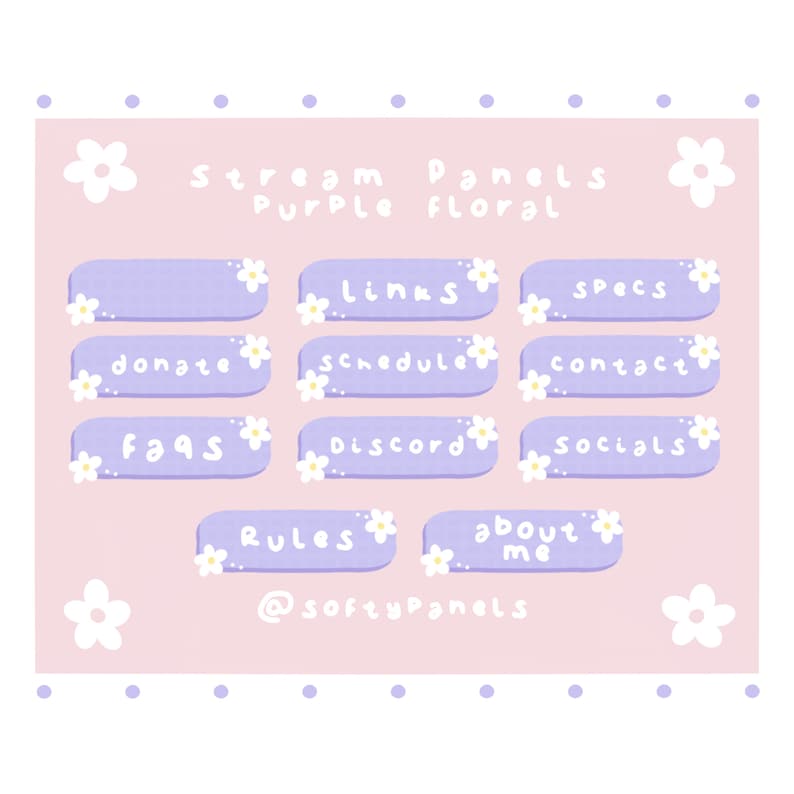 Purple Floral Twitch Stream Panels / Cosy / Soft / Cute / - Etsy