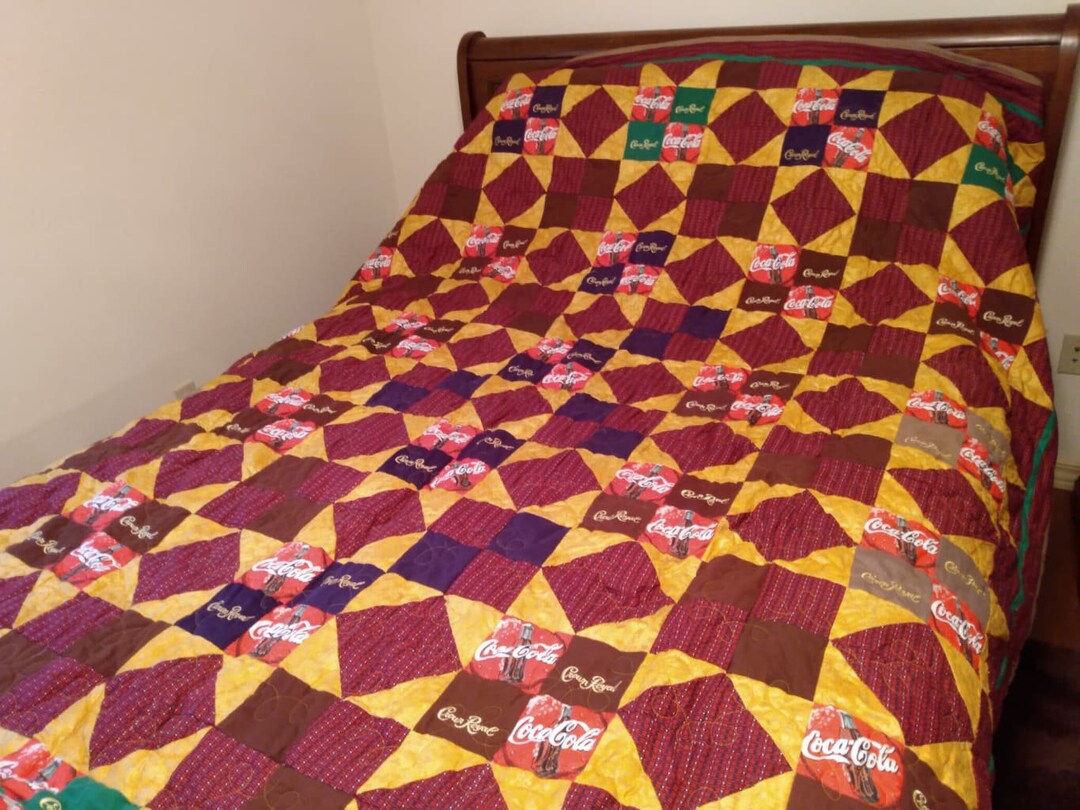 Crown Royal and Coca-cola Quilt (red/gold) - Machine Sewn + Quilted - Etsy