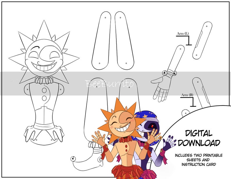 Fnaf: SB Sun/moon Paper Doll Printable DIY - Etsy Denmark