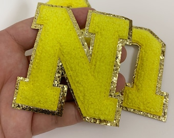 Yellow Varsity Alphabet Letters Chenille Iron-on Patch - Etsy