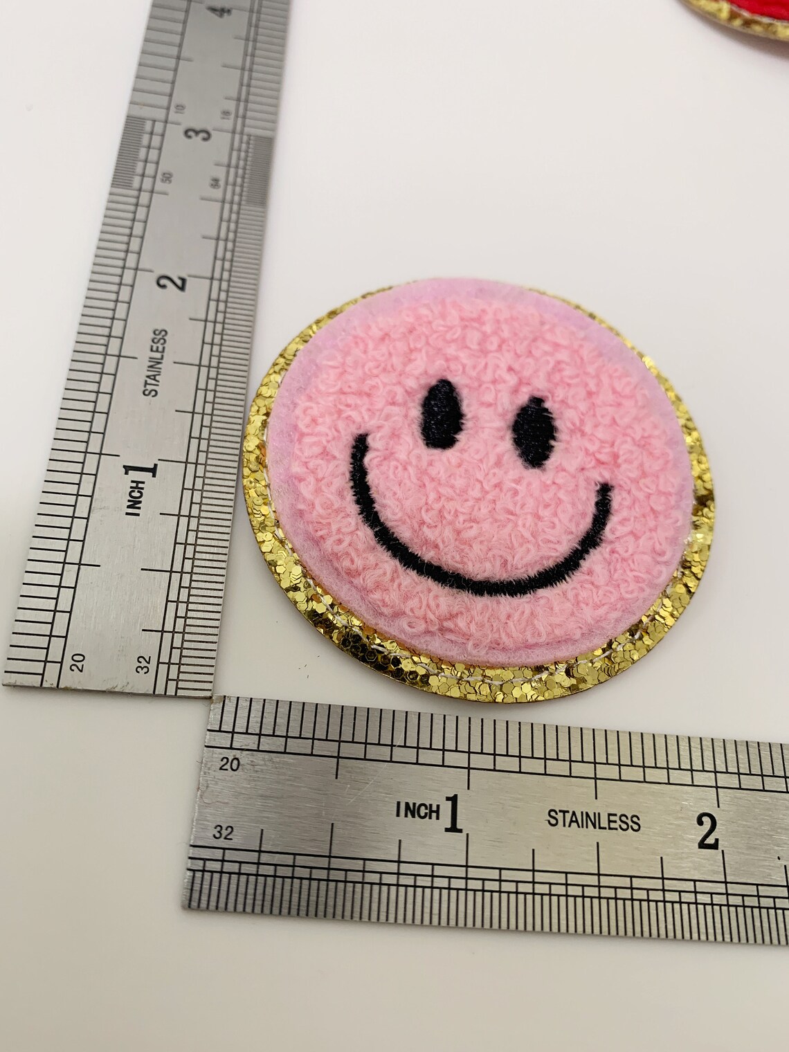 Chenille Smiley Facechenille Patch Chenille Glitter Patch - Etsy