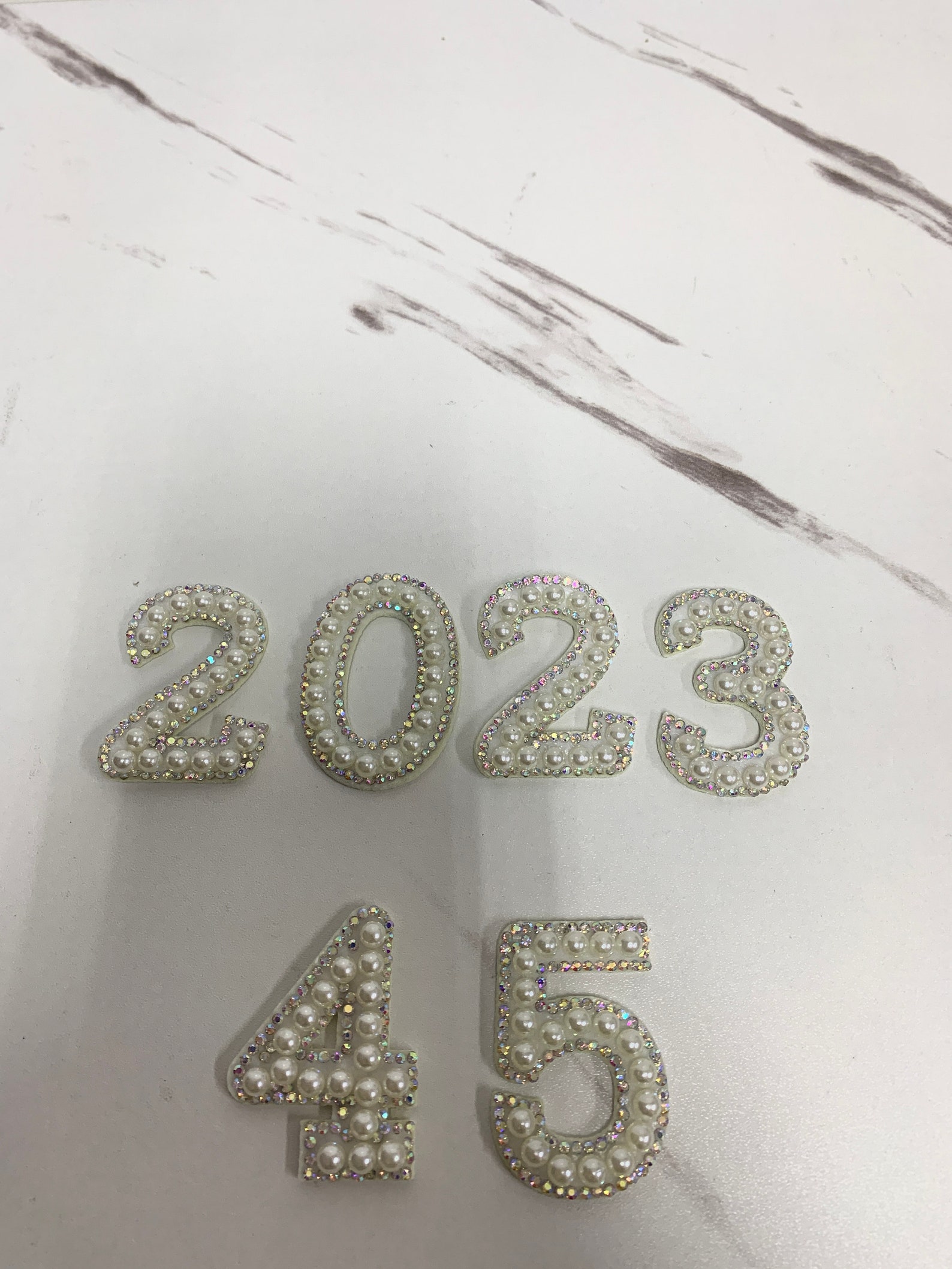 White Pearl and Rhinestone Number Patches, Personalized Patch ,letters ...