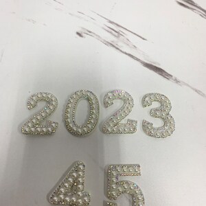 White Pearl and Rhinestone Number Patches, Personalized Patch ,letters ...