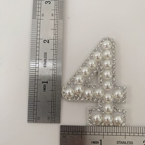 White Pearl and Rhinestone Number Patches, Personalized Patch ,letters ...