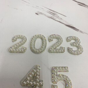 White Pearl and Rhinestone Number Patches, Personalized Patch ,letters ...