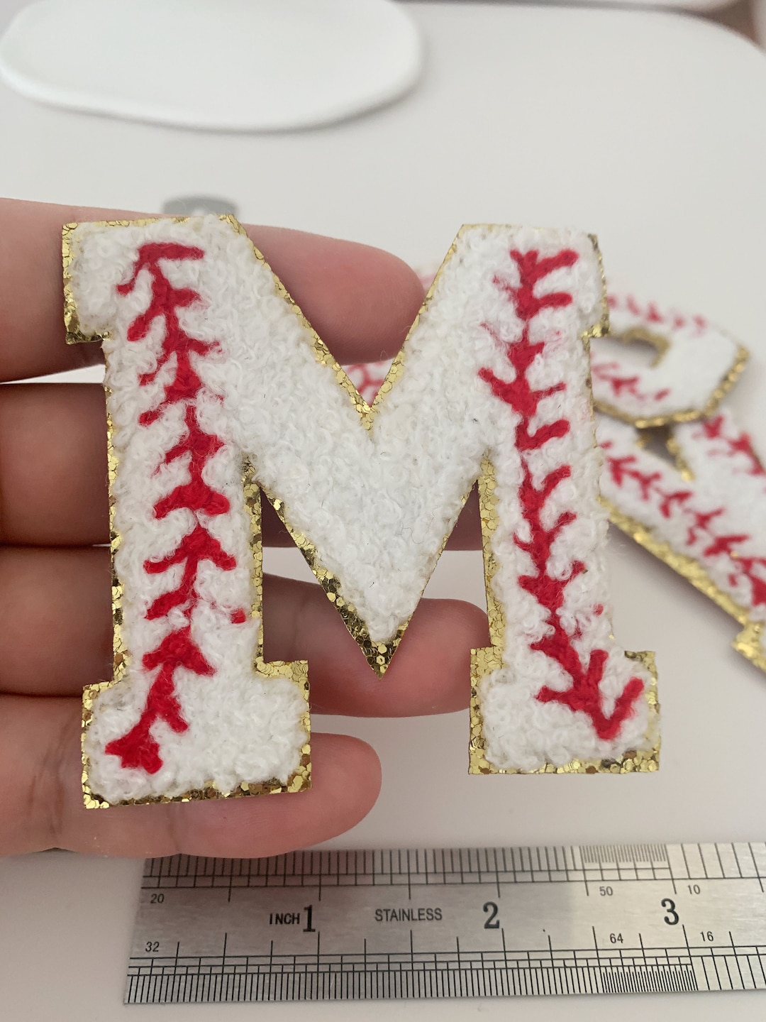 2.75 Inch Baseball Chenille Patch, Glitter Embroidered Letters Patch ...