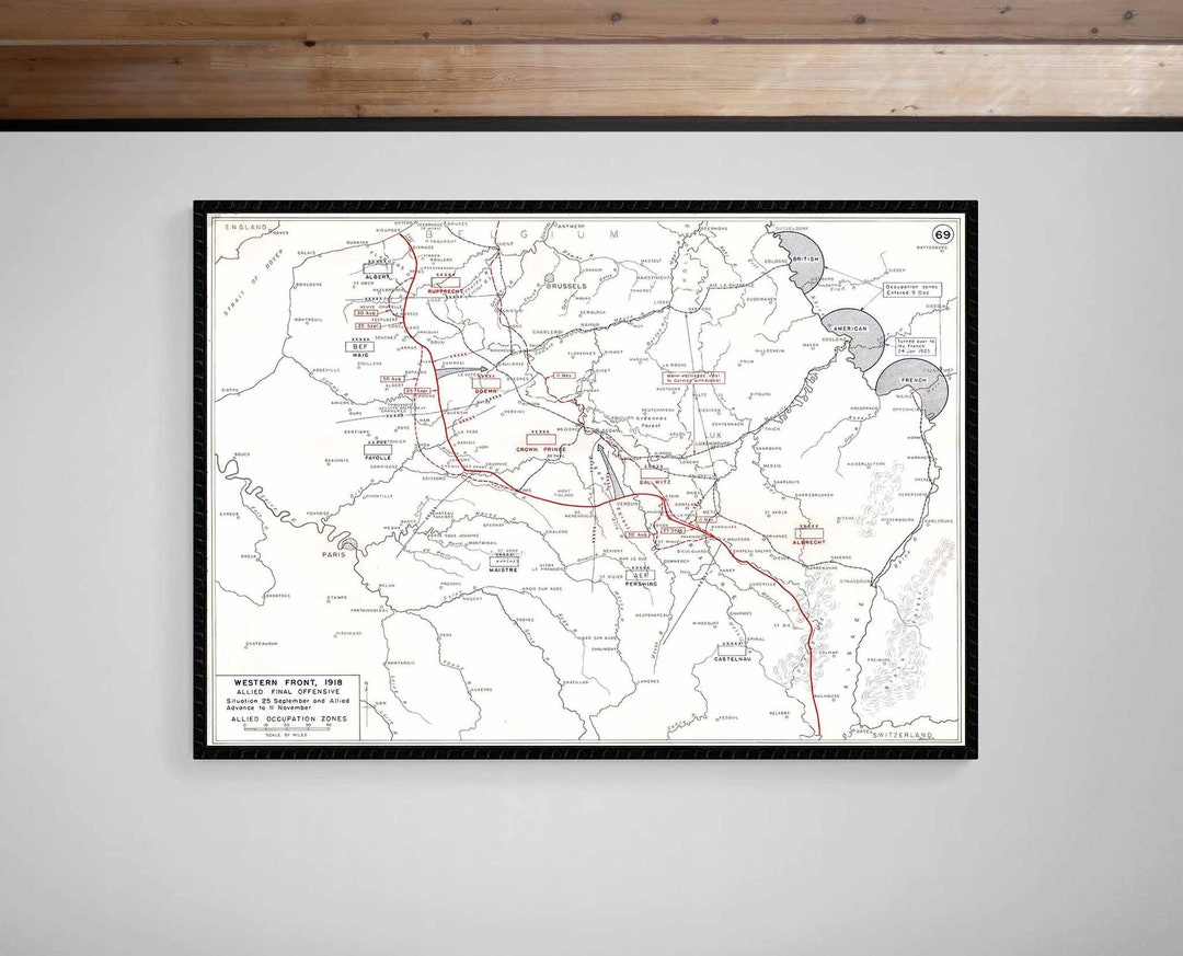 WW1 Western Front Map • Final Allied Offensive Operations • 1918 ...