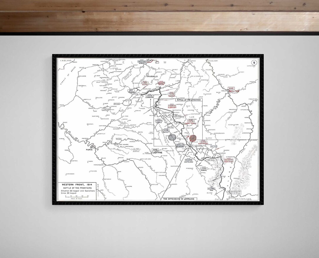 WW1 Western Front Map • Battle of Frontiers • 1914 • Giclée Print - Etsy