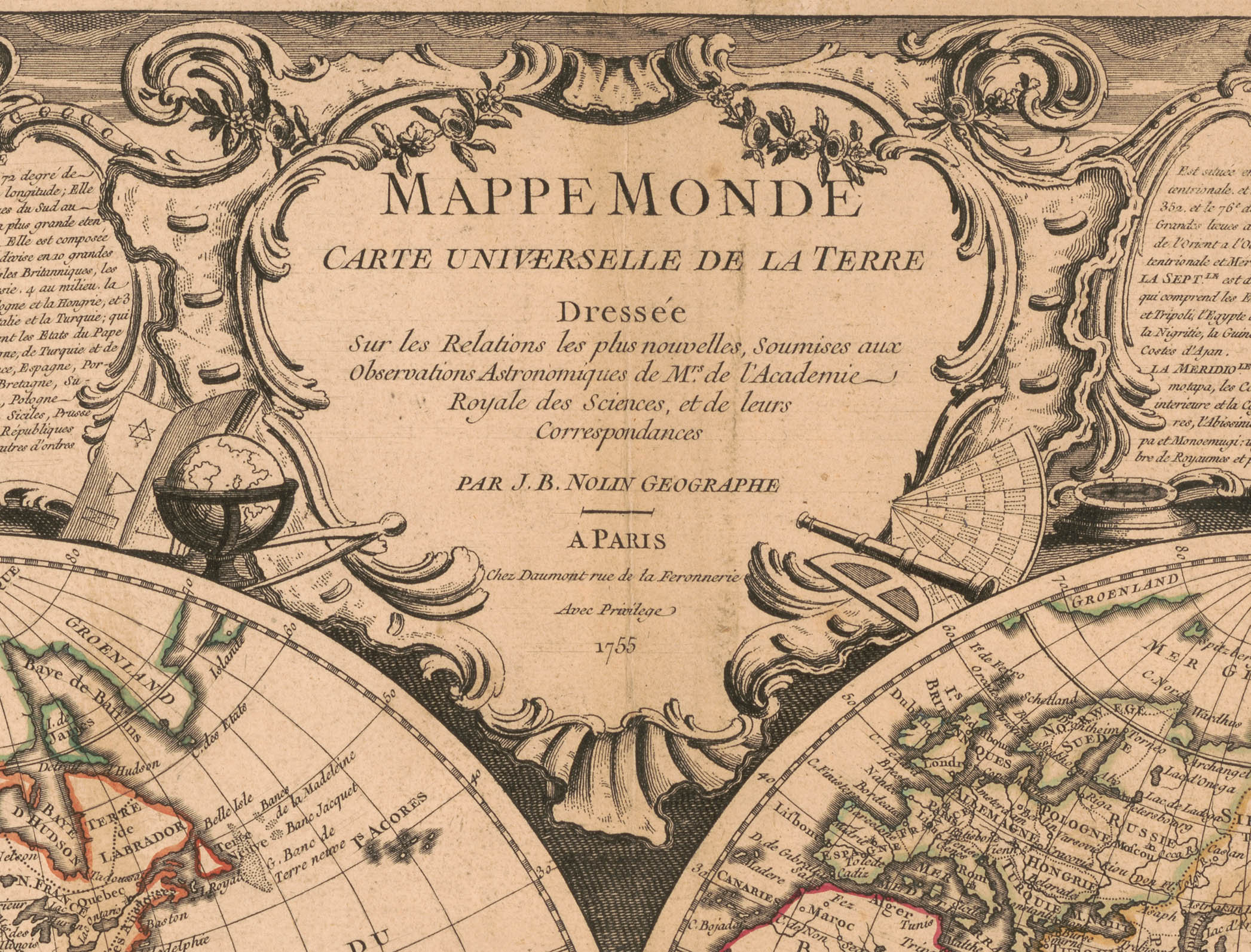 Chez Daumont Mappe Monde Old World Map 1755 Giclée Print | Etsy UK