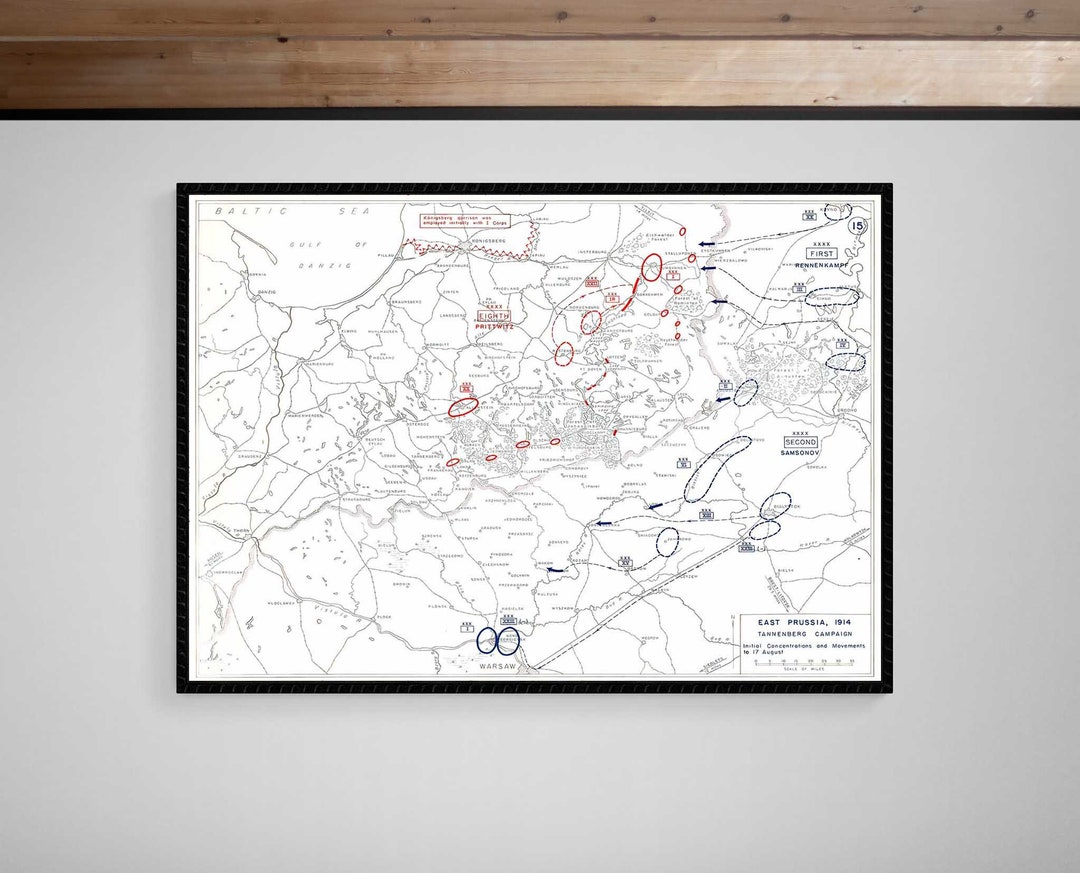 WW1 East Prussia Map • Tannenberg Campaign • 1914 • Giclée Print - Etsy