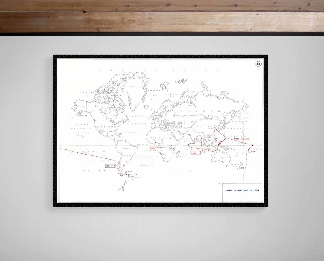 WW1 • Naval Operations Map • 1914 • Giclée Print - Etsy