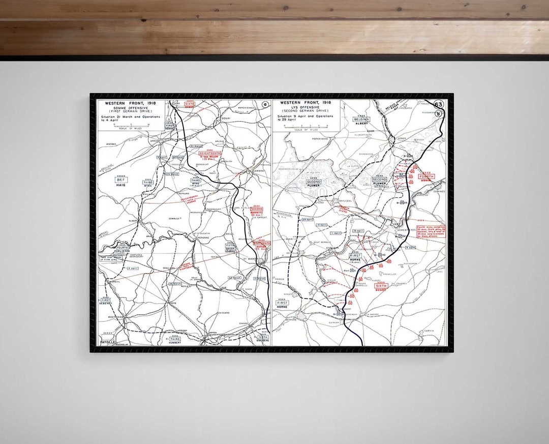 WW1 Western Front Map • Somme LYS Offensive • 1918 • Giclée Print - Etsy