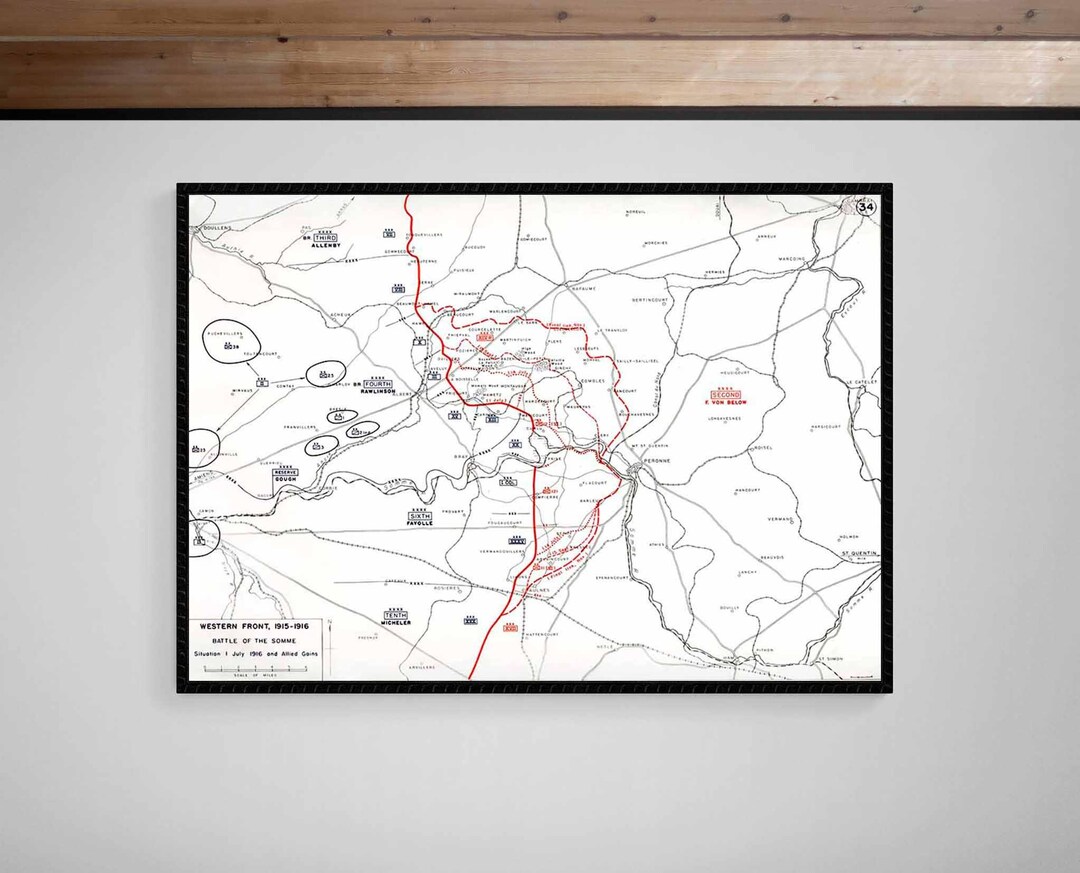 WW1 Trench Map • Battle of the Somme • 1915-1916 • Giclée Print ...