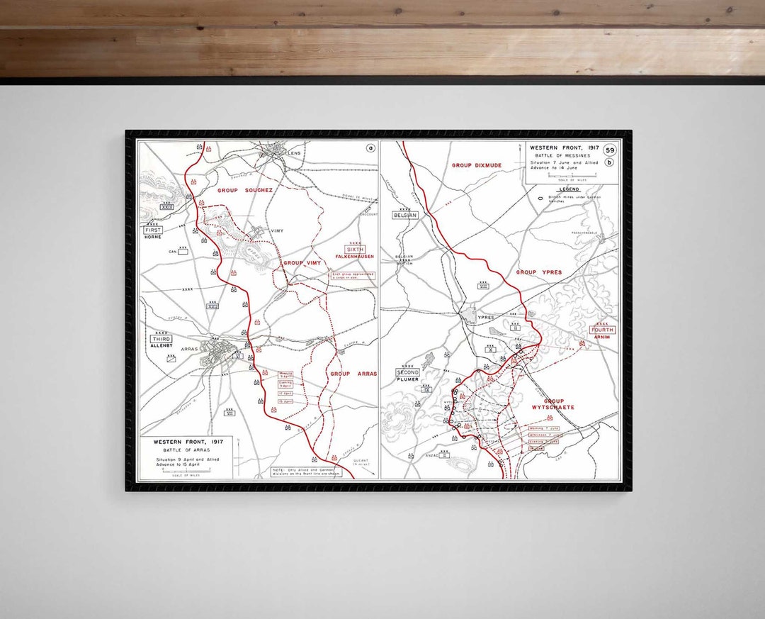 WW1 Western Front Trench Map • Battle of Arras & Messines • 1917 ...