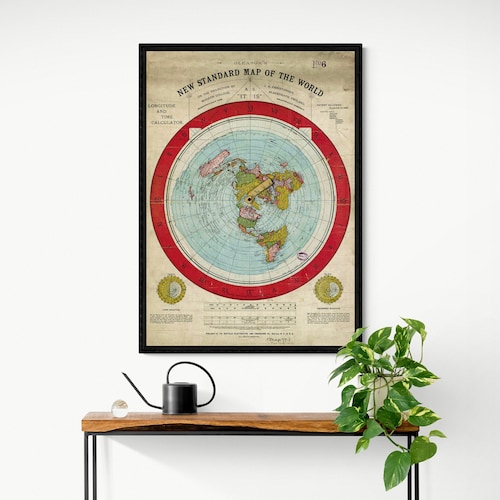 New Standard World Map Flat Earth Gleasons Map Vintage - Etsy