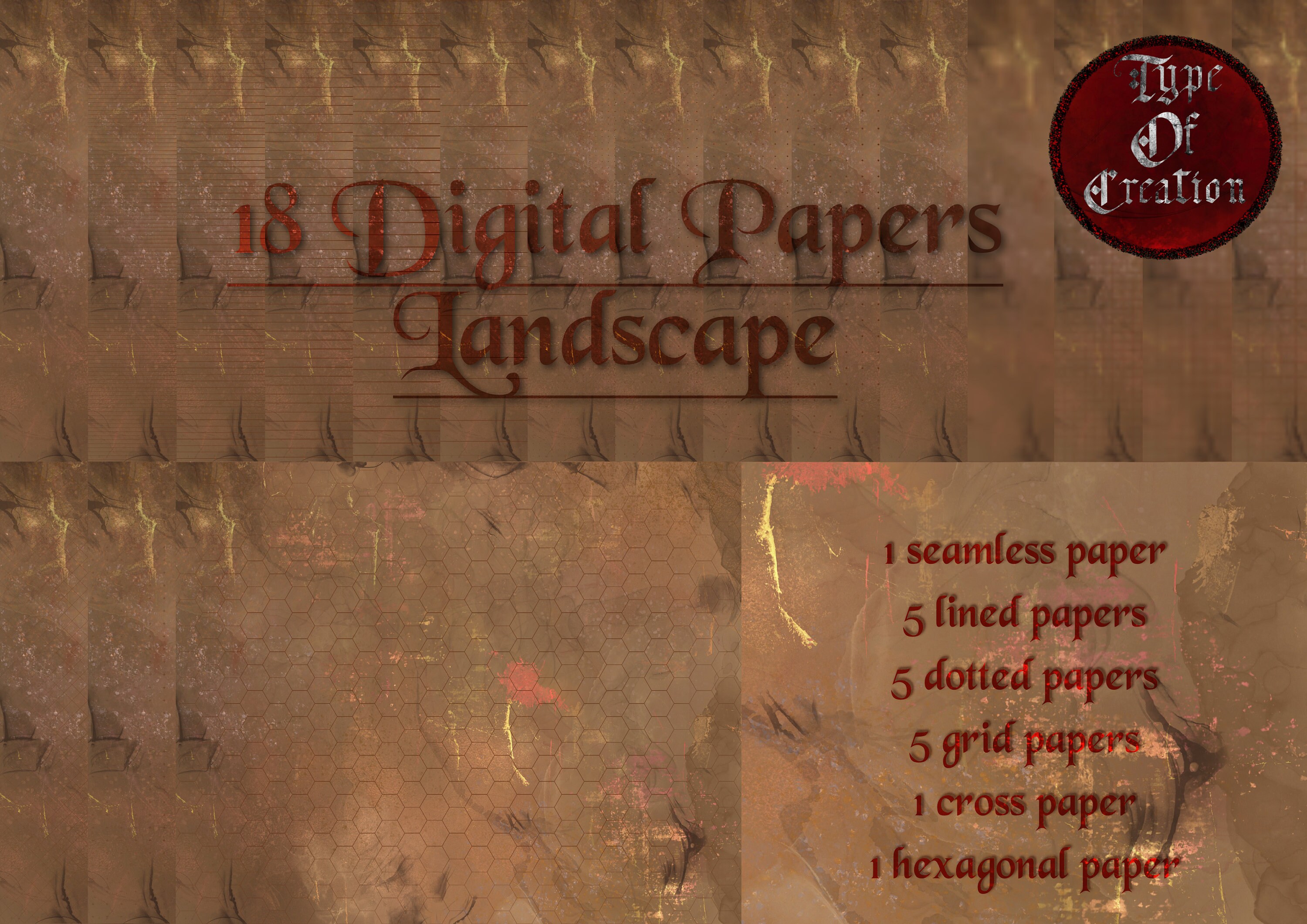 Brown Digital Paper Scrapbooking, Brown Goodnotes Paper, Brown Gothic ...