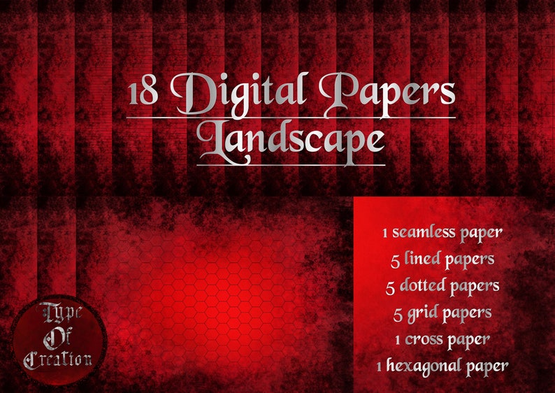 Red Digital Paper for Scrapbooking, Red Goodnotes Paper, Red Gothic ...