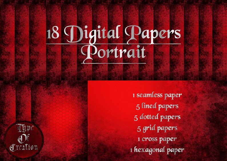 Red Digital Paper for Scrapbooking, Red Goodnotes Paper, Red Gothic ...