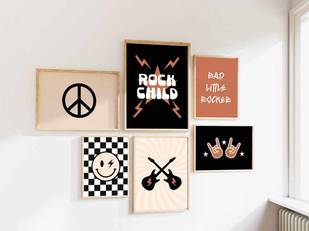 Rad Little Rocker, Set of 6, Music Prints, Rock'n'roll Wall Art ...