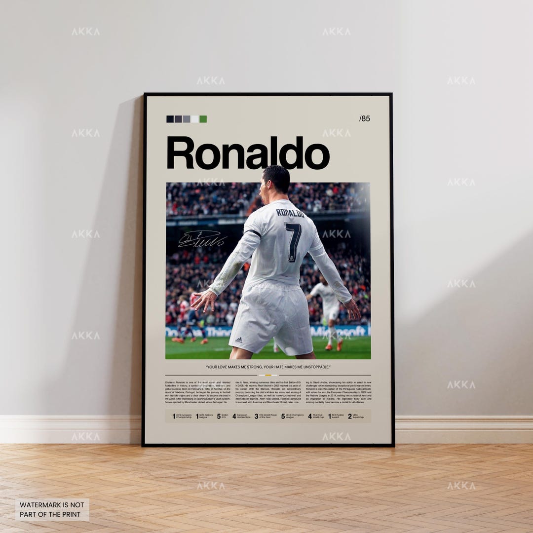 Cristiano Ronaldo Poster, Ronaldo Real Madrid Wall Print, Framed ...