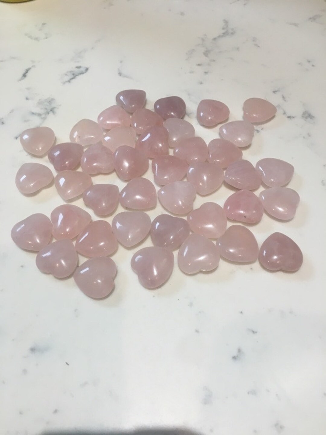 Rose Quartz Crystal Pink Heart Carved Carving Solid Natural Mineral ...