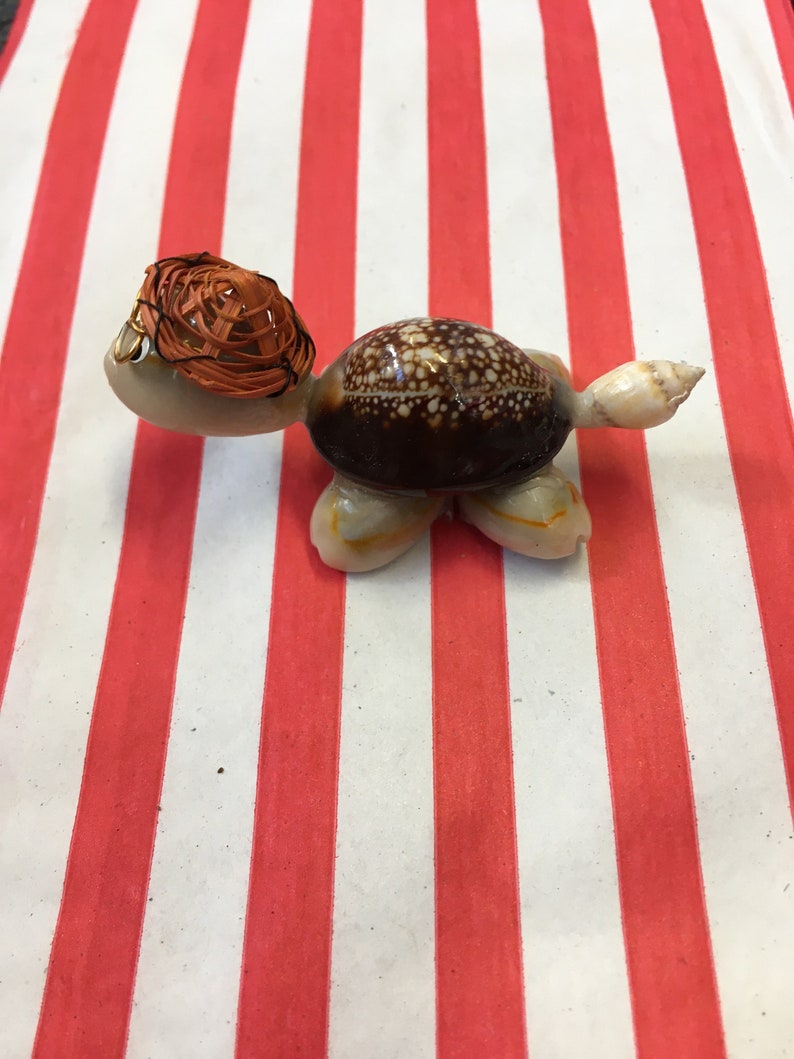 Shell Turtle X4 Hand Made Set of 4 Cute Lucky Charm Ornament Cowrie ...