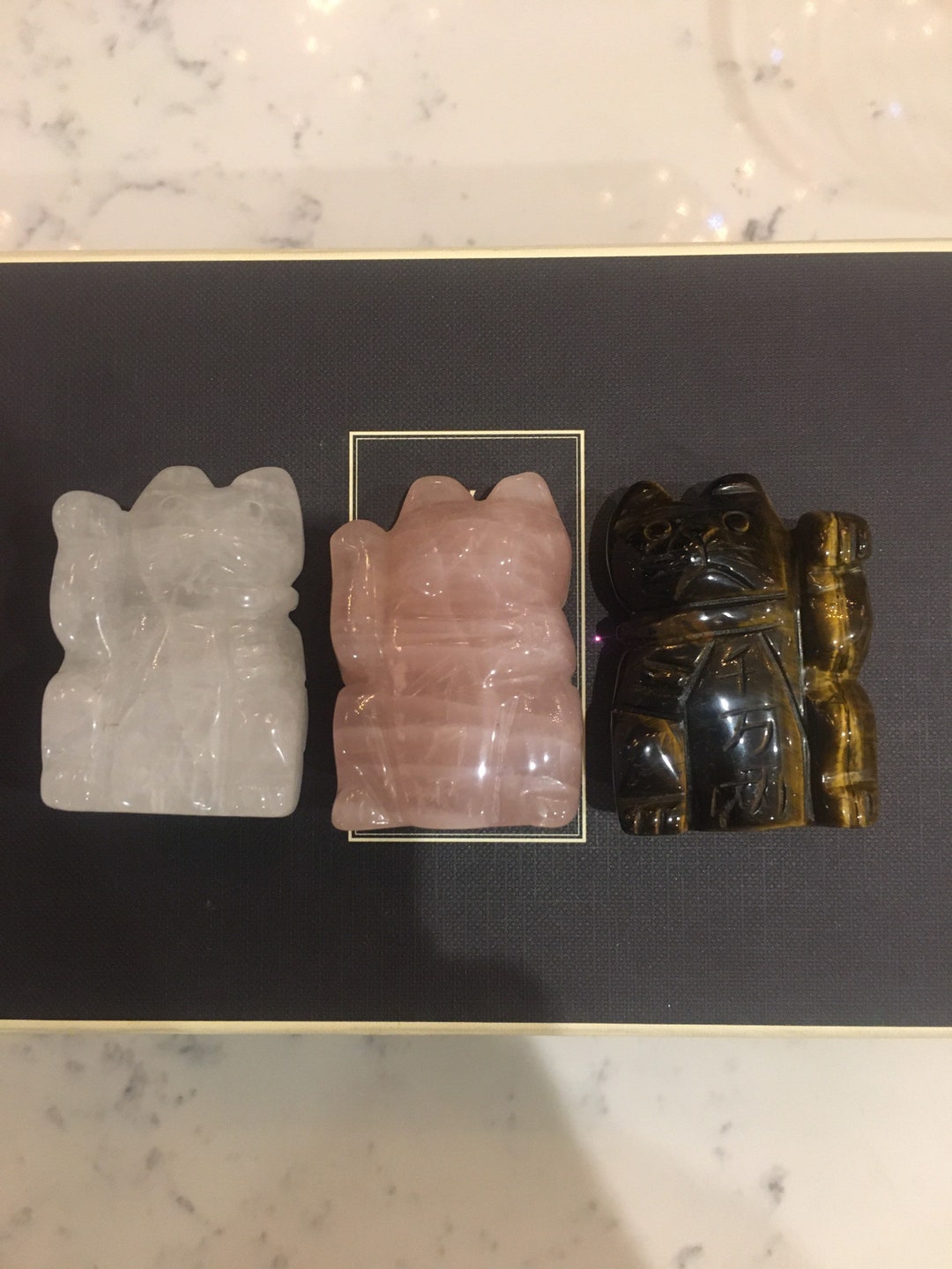 Lucky Fortune Cat Maneki Neko Crystal Carved Clear Quartz Rose - Etsy UK