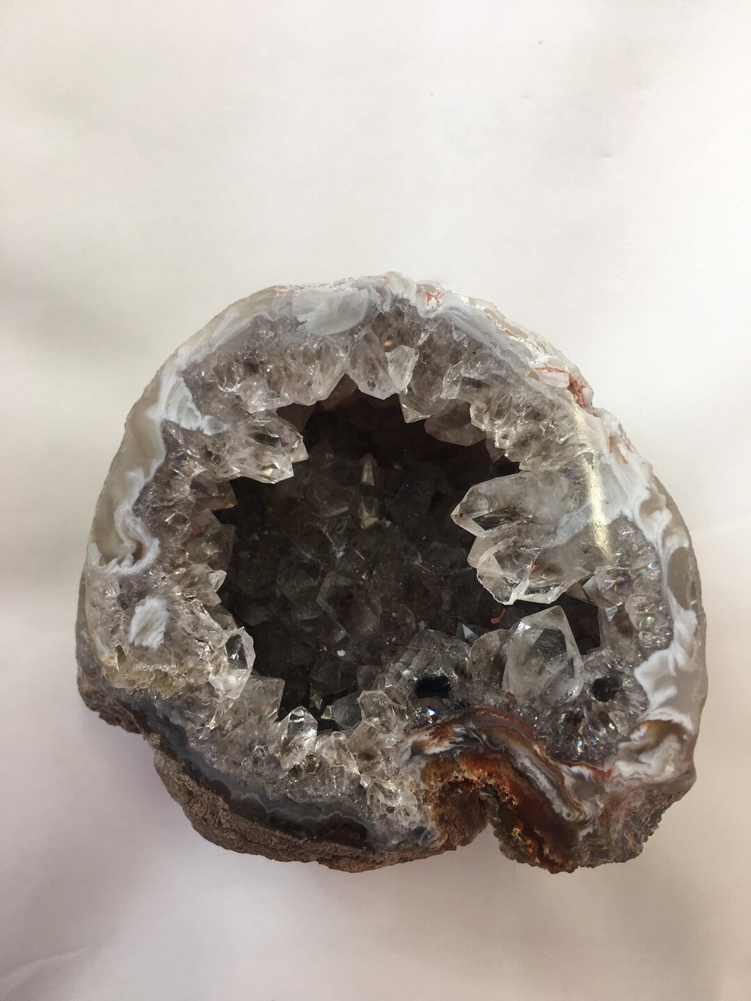 Agate Crystal Geode With Big Teeth Quartz Points Healing Free Form Free ...