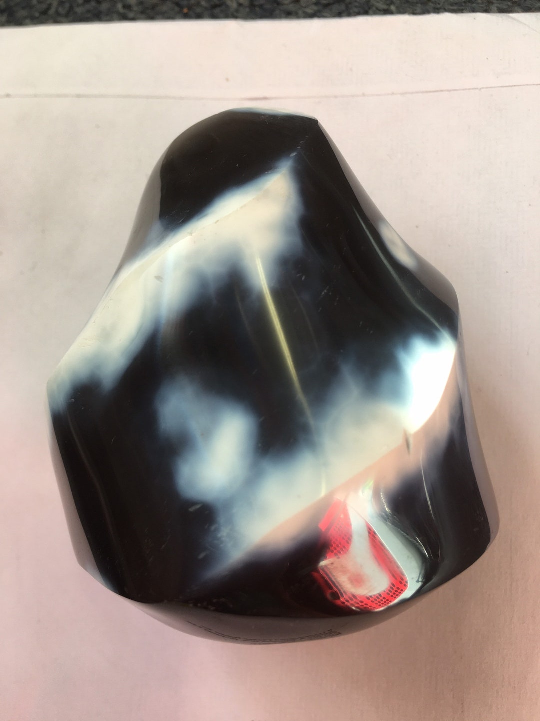 Orca Agate Crystal Flame Free Form Ornament Black & White Natural ...