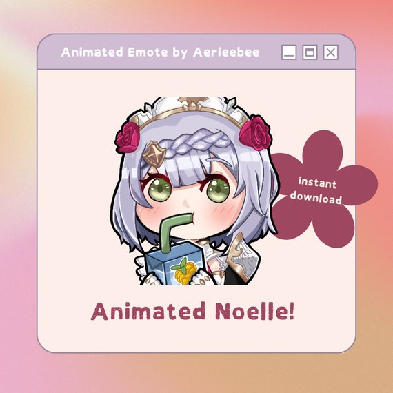 ANIMATED Noelle Genshin Impact Sip GIF Emote Cute Twitch and | Etsy