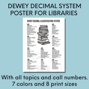 Dewey Decimal System Classification Poster. Printable Dewey - Etsy