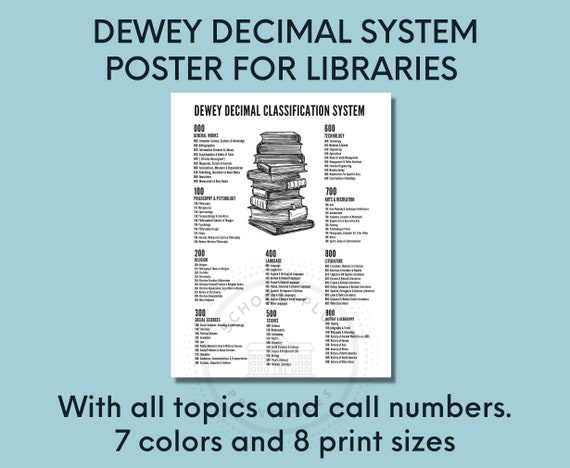 Dewey Decimal System Classification Poster. Printable Dewey - Etsy ...