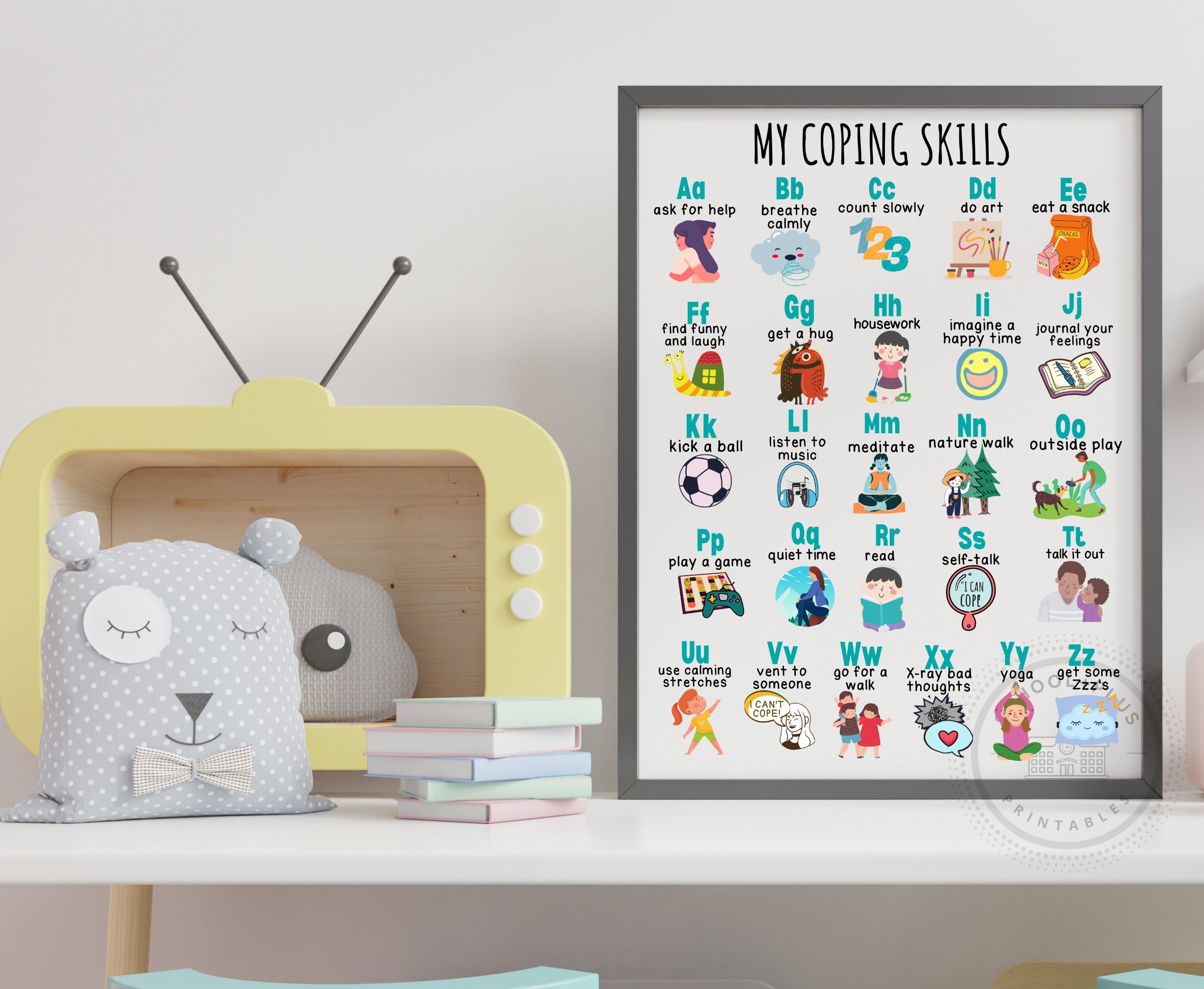Coping Skill Alphabet, Printable Coping Skills Poster kid, Calm Down ...