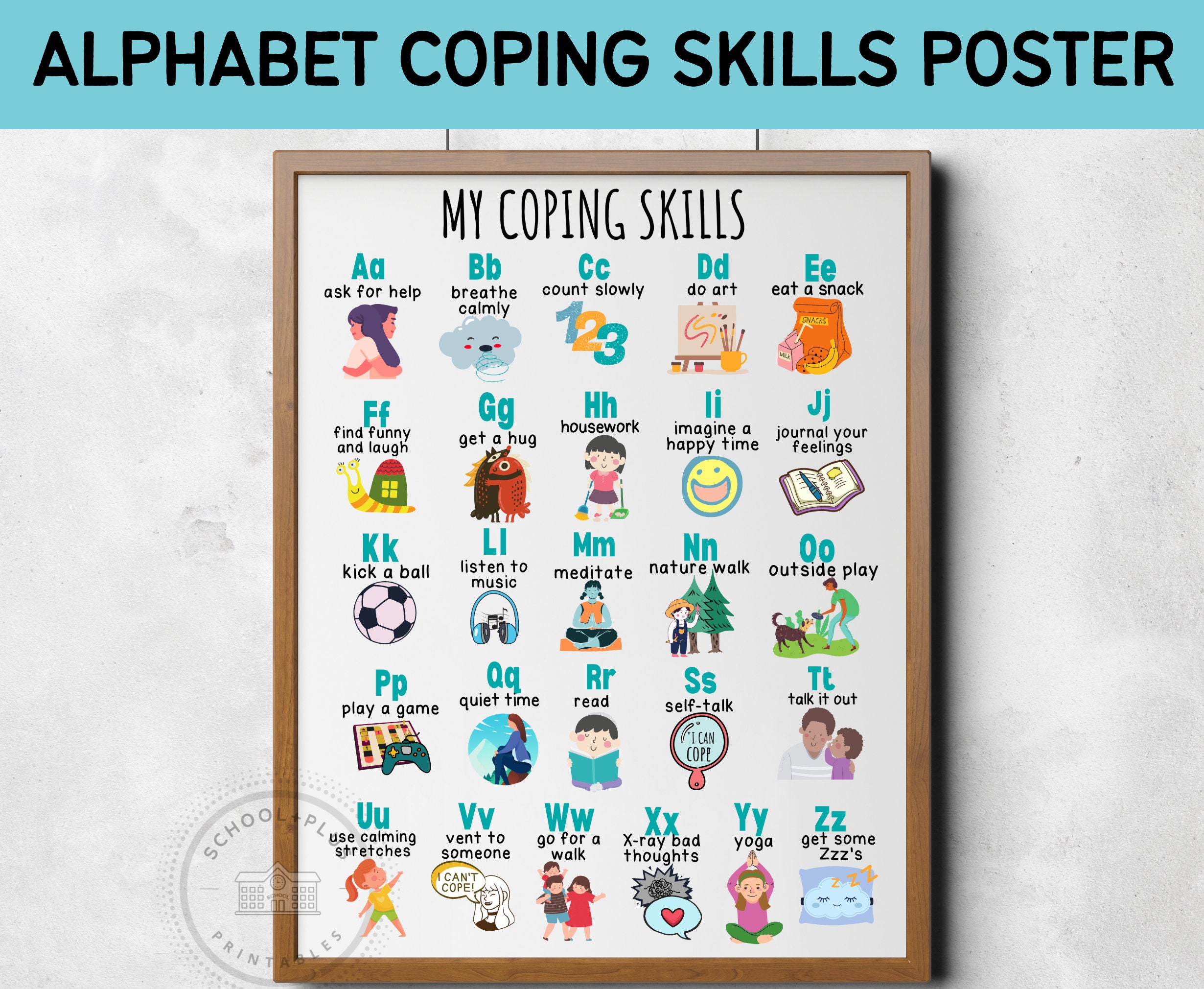 Coping Skill Alphabet Printable Coping Skills Poster Kid - Etsy Canada