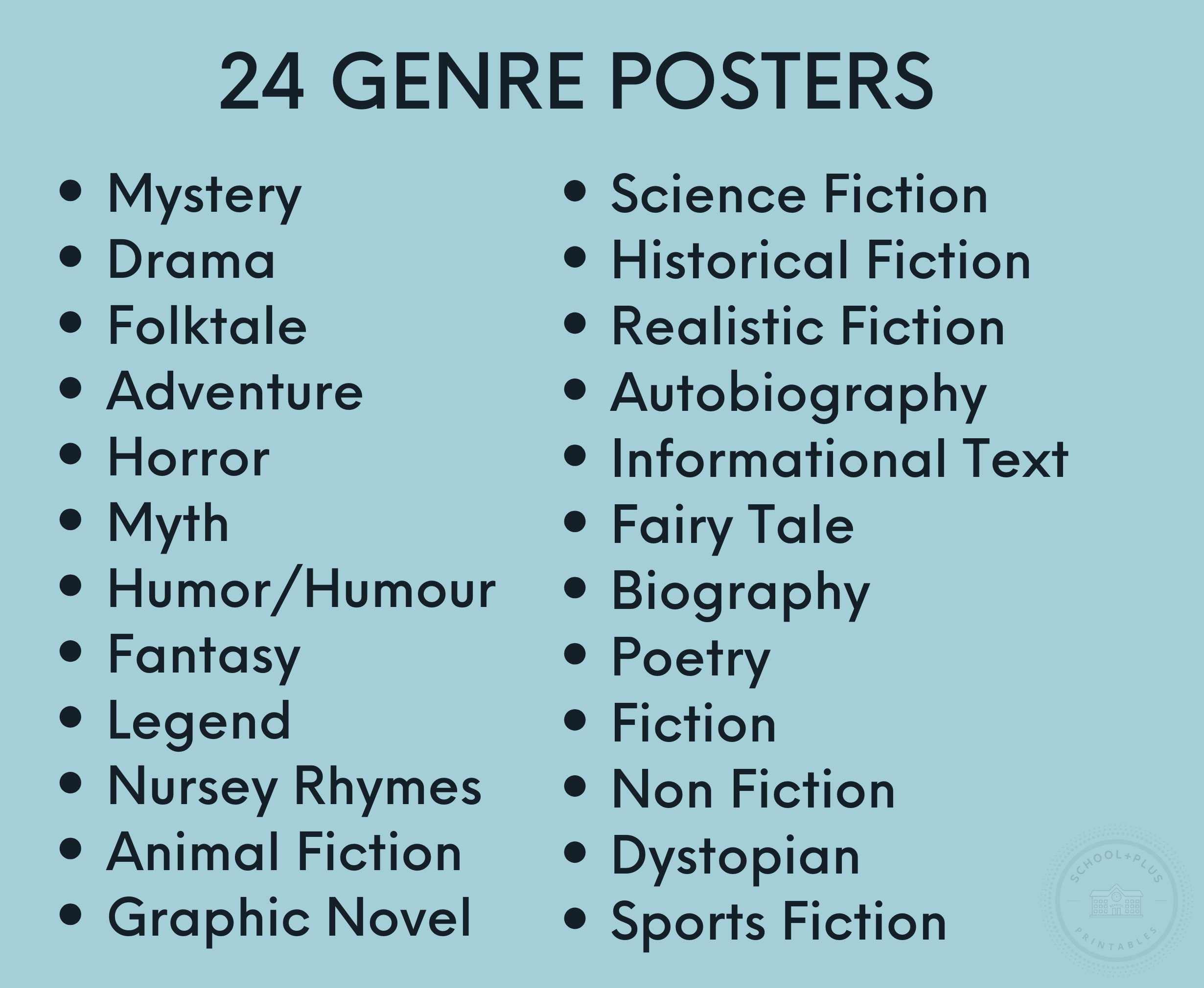 Genre Posters Middle School