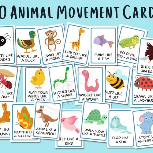 Animal Movement Cards Printable Brain Break Activities - Etsy