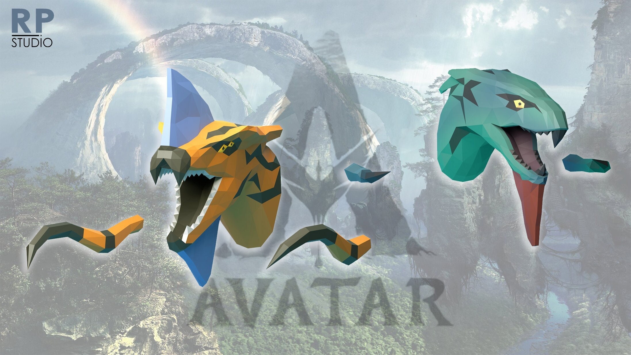 Banshee & Toruk Papercraft AVATAR, 3D Velociraptor, Papercraft Kit ...