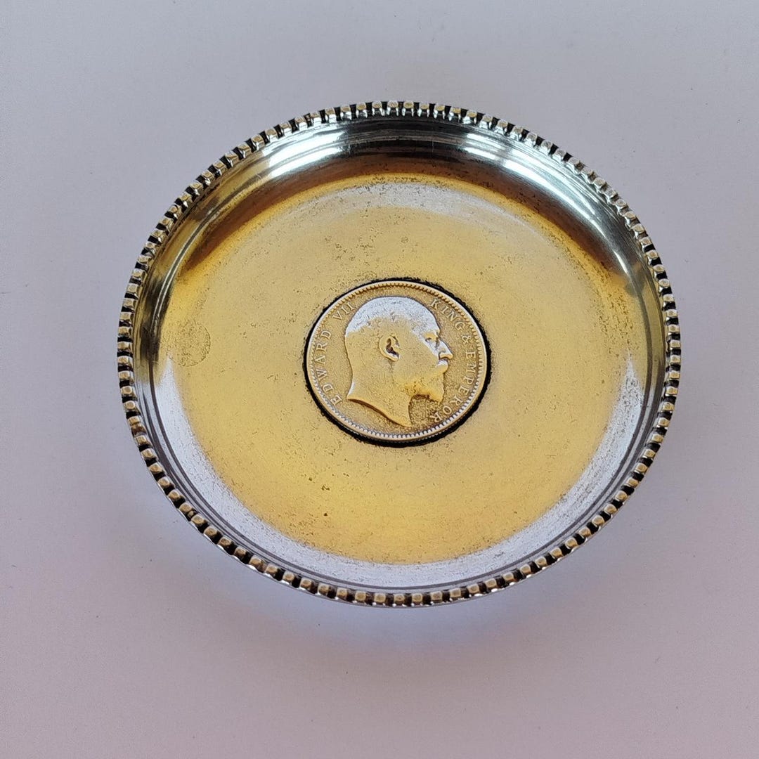 Antique Silver Coin Dish With Silver Rim - Etsy