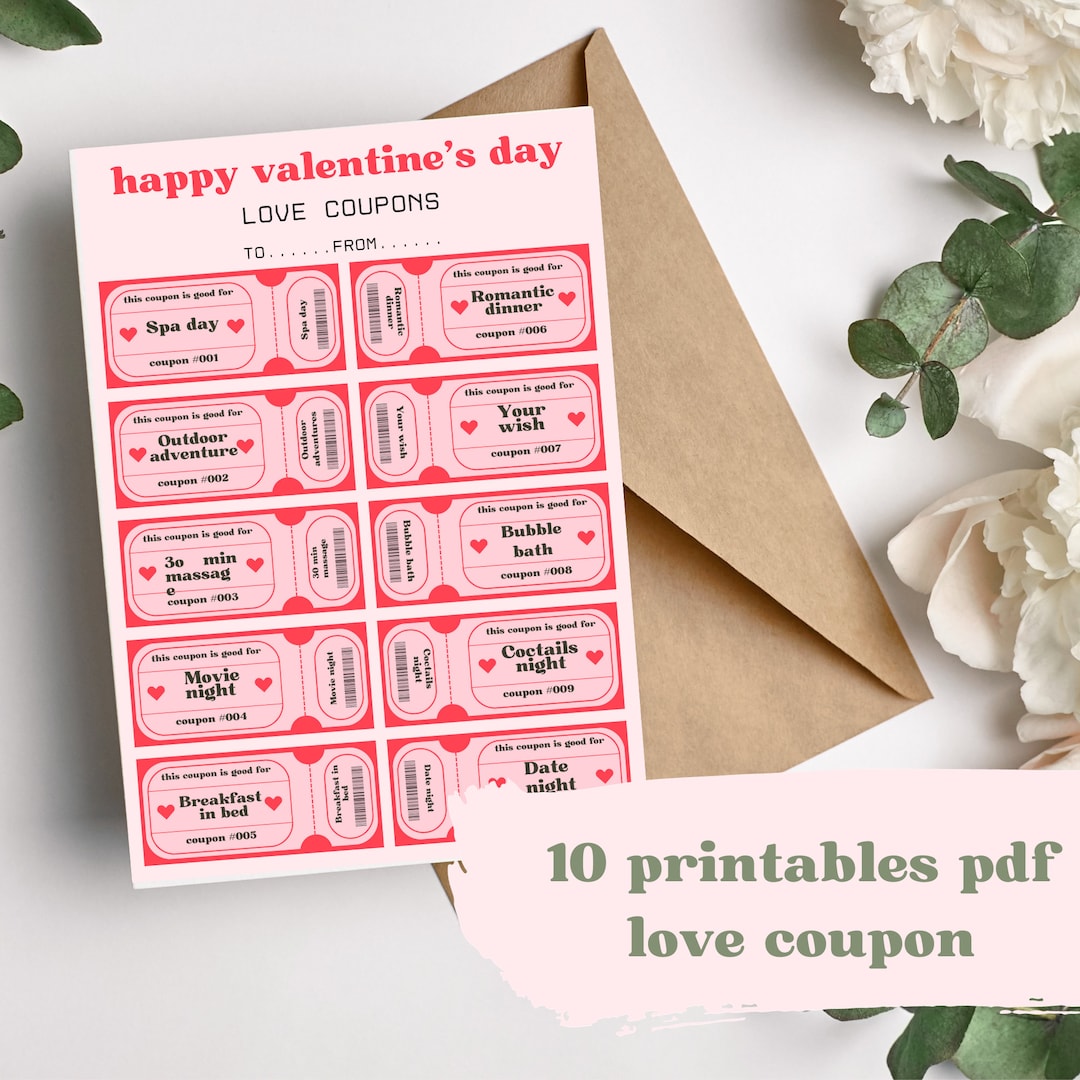 LOVE Coupon | Valentine's Day | Valentines Printeble Download 10 ...