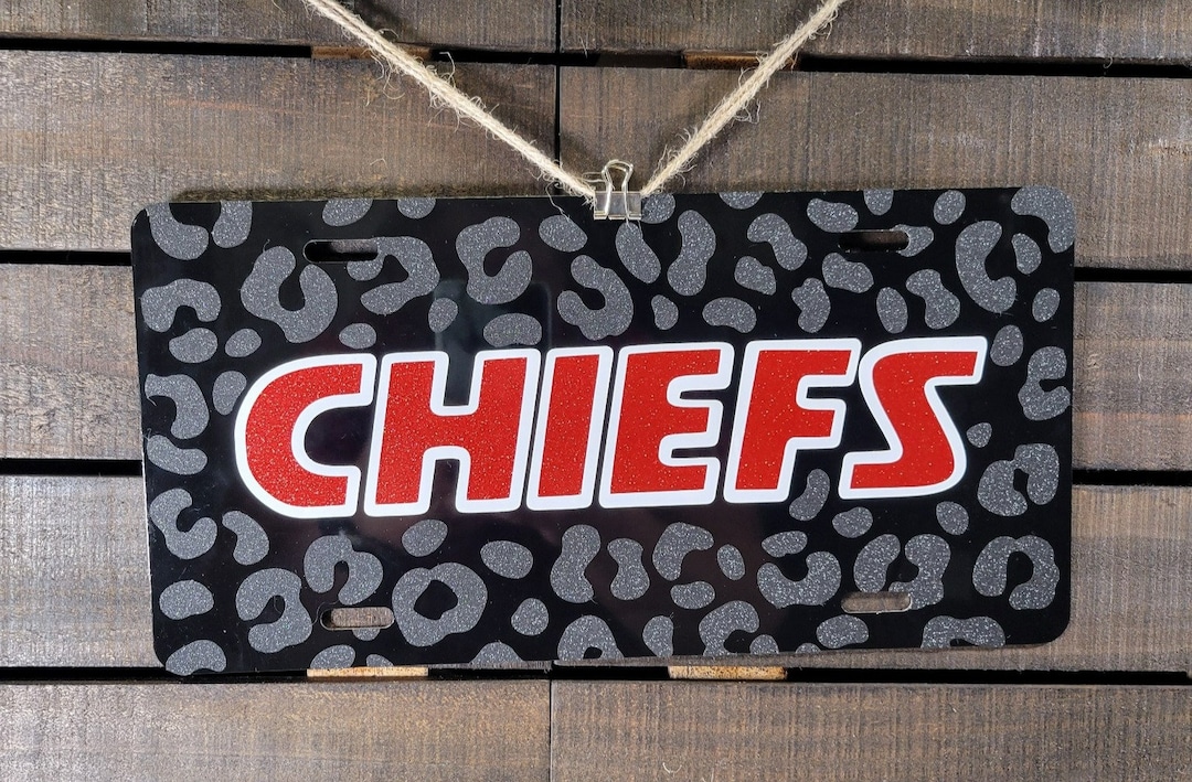 KC Chiefs Black Leopard License Plate: Handmade Aluminum Front Plate - Etsy