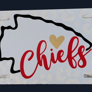 KC Chiefs Glitter Cheetah License Plate - Handmade Aluminum Front Plate ...