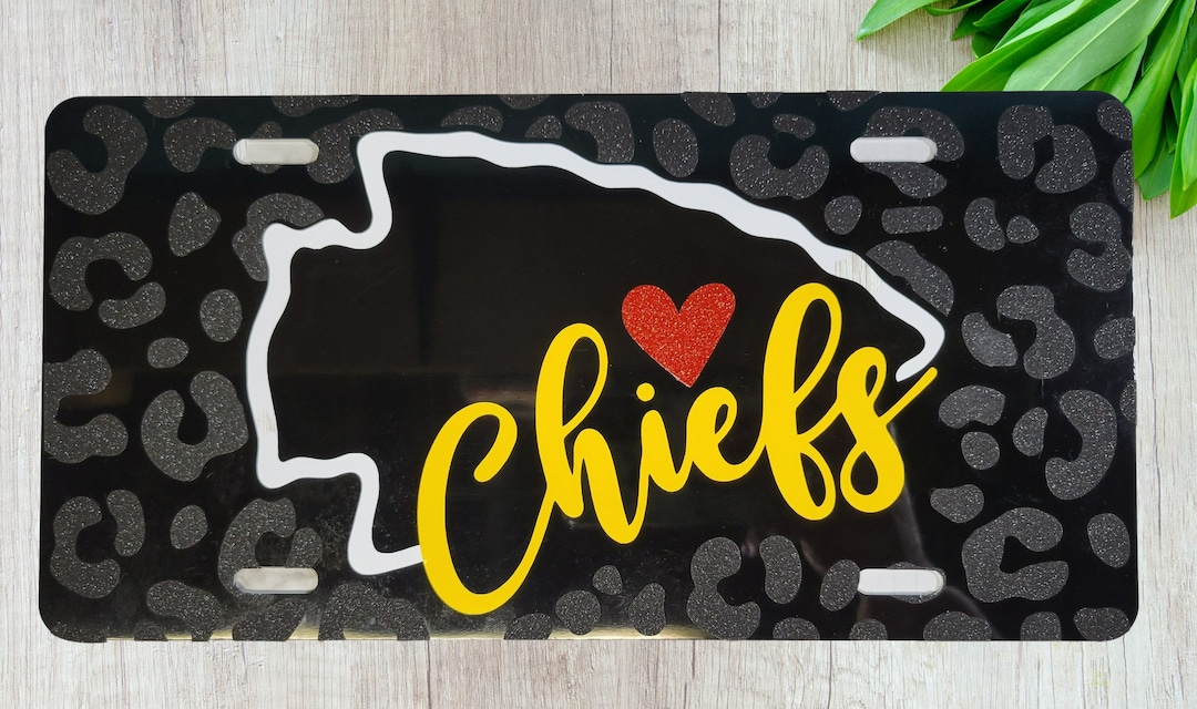 KC CHIEFS Black Cheetah License Plate - Custom Chiefs License Plate ...