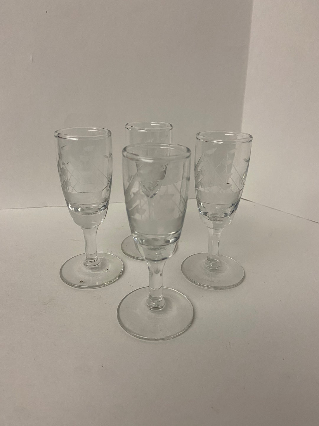 Javit Crystal Cordial Glasses Set of 4 Clipper Ships and Seagulls - Etsy