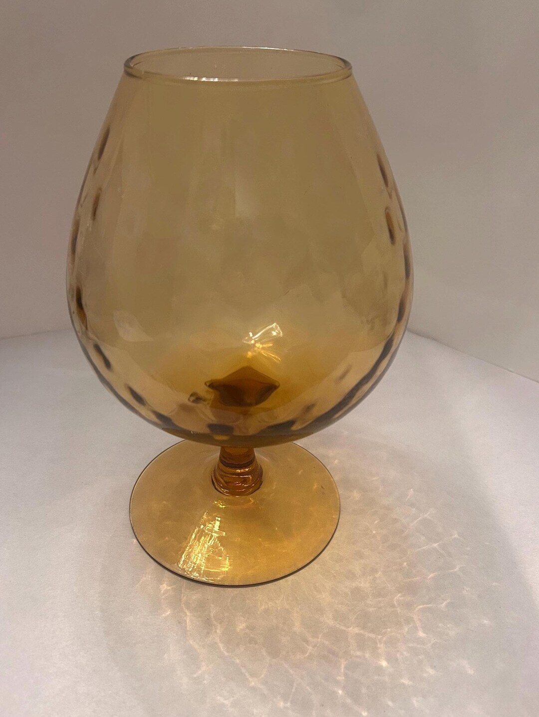 Large Amber Brandy Snifter Glass Vintage - Etsy