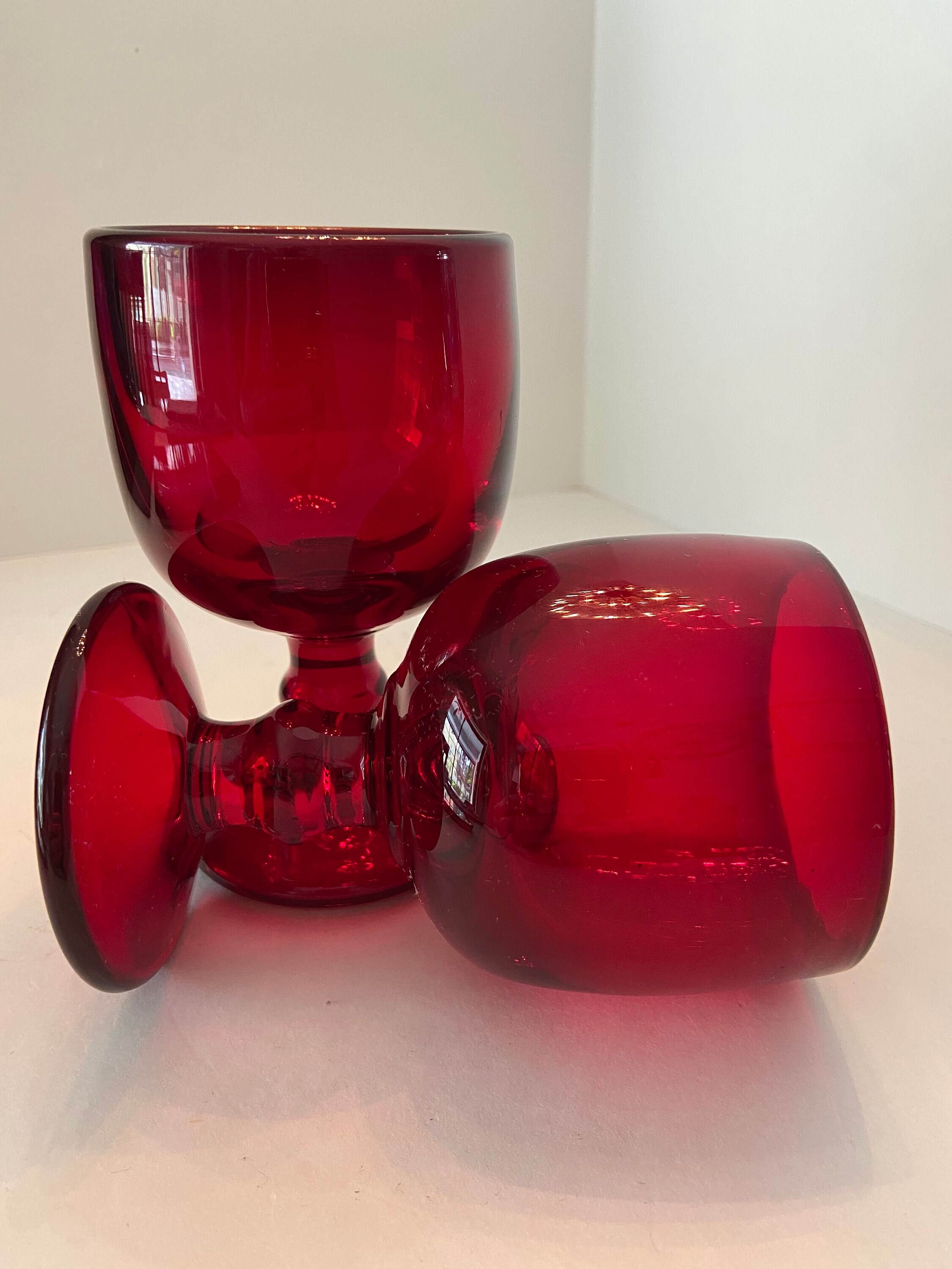 Vintage Ruby Red Wine Glasses - Etsy